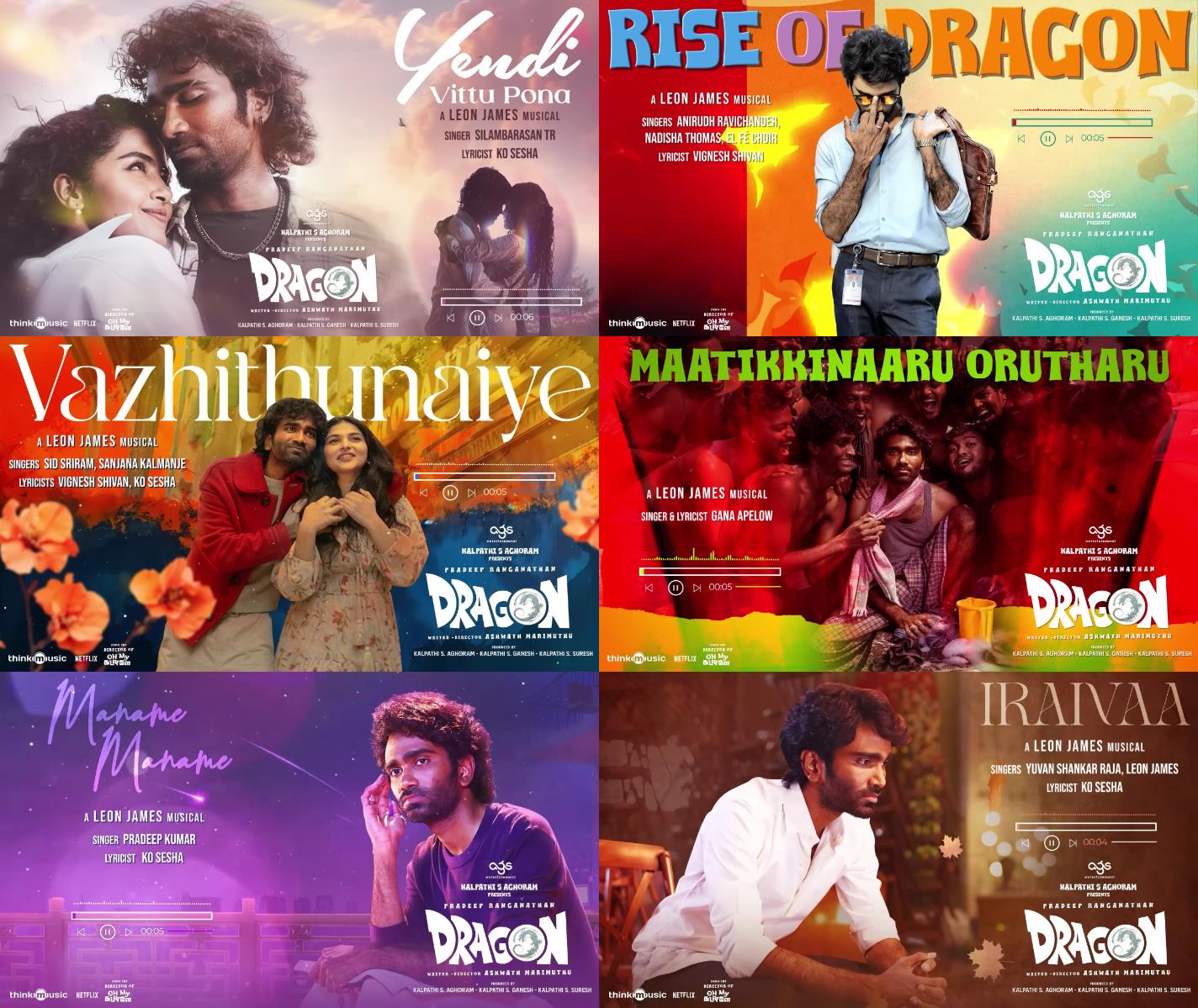 Dragon: Jukebox of all Leon James songs from Pradeep Ranganathan, Ashwath Marimuthu film Tamil ...